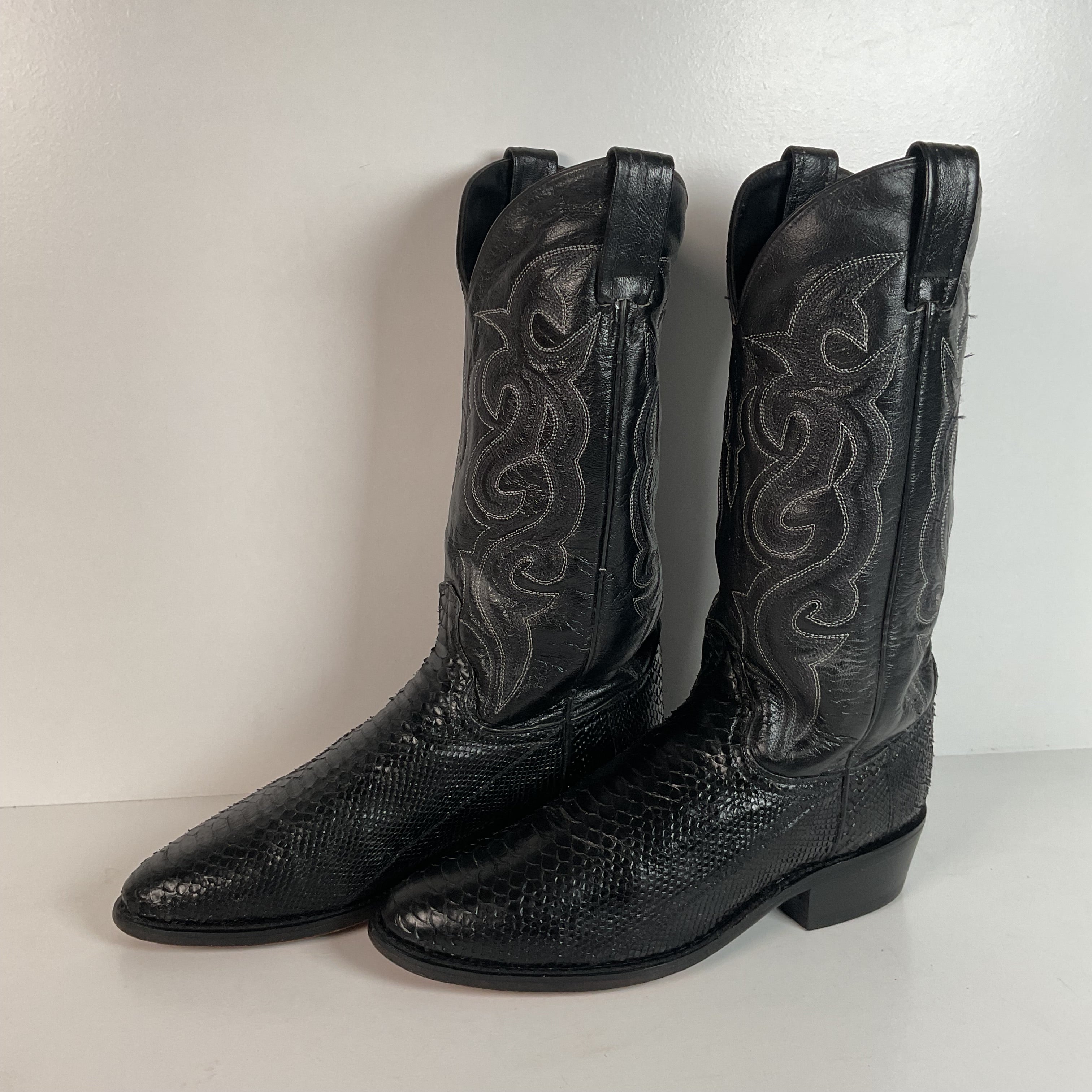 Dan Post Python Snakeskin Cowboy Boots | Midnight Black | Men’s 8 D ...
